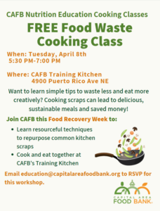 CAFB Community Food Waste Cooking Class - DMV Food Waste Prevention ...